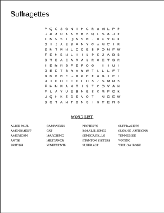 Word Searches – The History of Women’s Suffrage